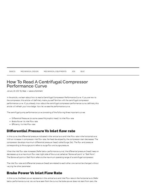 How To Read A Centrifugal Compressor Performance Curve Pdf