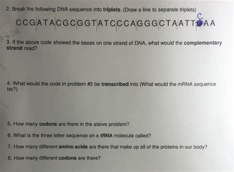 Solved Break the following DNA sequence into triplets. (Draw | Chegg.com