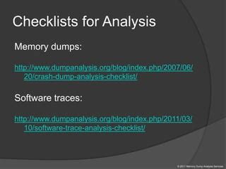 Software Trace And Memory Dump Analysis Patterns Tools Processes And Best Practices Ppt