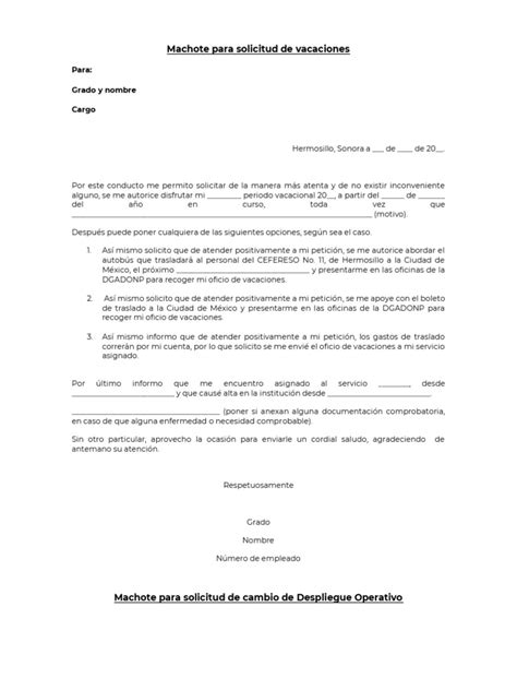 Machote Para Solicitudes 1 1 Pdf