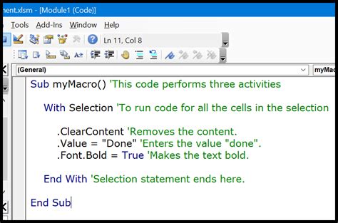 How To Add A Comment In A Vba Code Macro