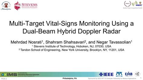 Multi Target Vital Signs Monitoring Using A Dual Beam Phased Array Radar Ppt