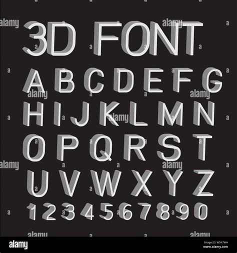 3d Font Letters And Numbers Stock Vector Image And Art Alamy