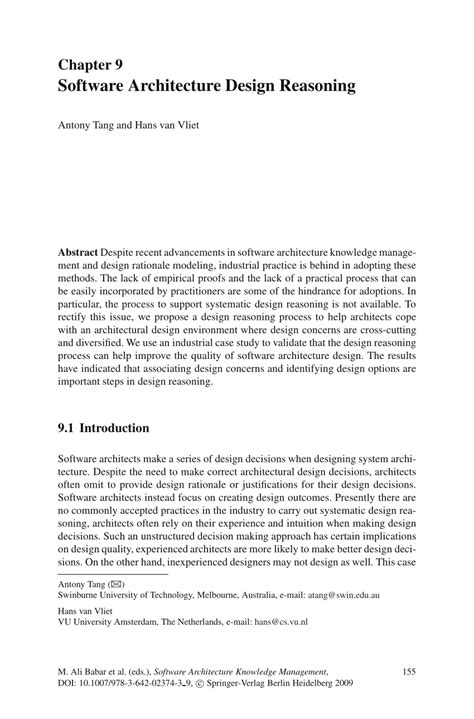 Pdf Software Architecture Design Reasoning