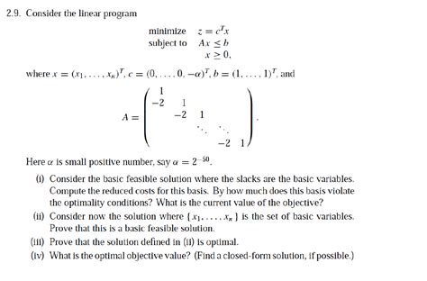 solved 2 9 consider the linear program minimize subject to