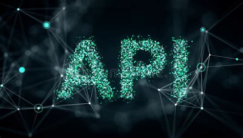 glowing api text in digital particle design on a dark networked