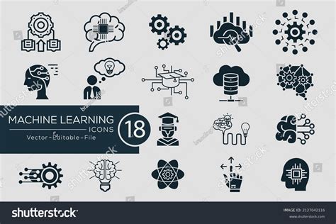 Set Machine Learning Concept Icons Design Stock Vector Royalty Free