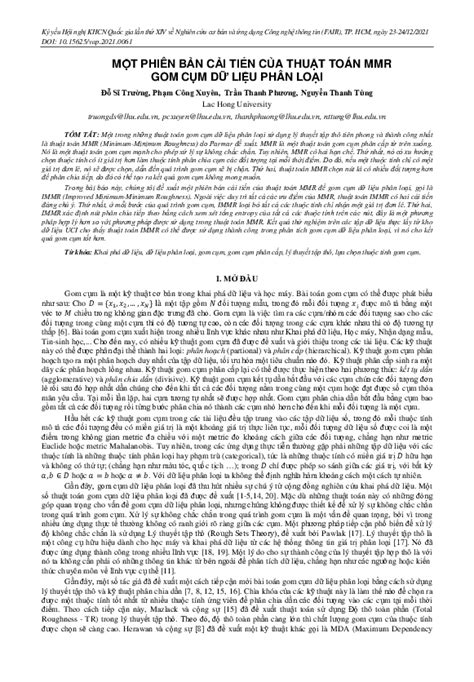 pdf an improved version of the mmr algorithm for clustering