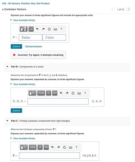 solved cartesian vectors 1 of 13 learning goal to