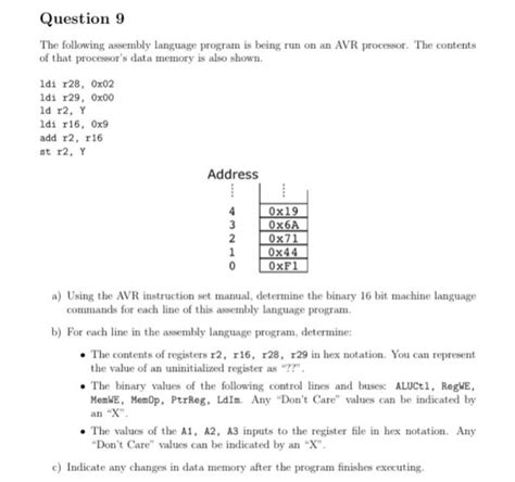 Solved Question 9 The Following Assembly Language Program Is