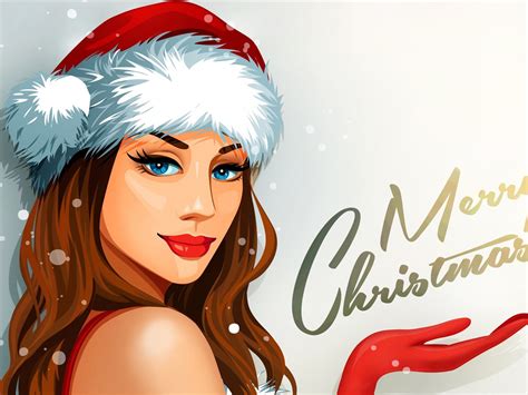 Anime Santa Girl 2016 Christmas Wallpaper Preview