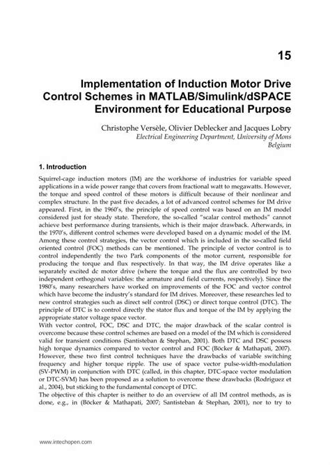 pdf implementation of induction motor drive control schemes in matlab