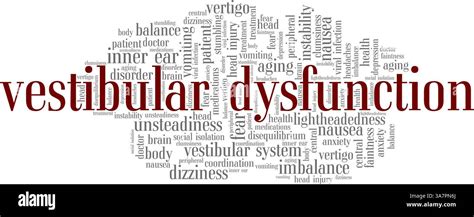 Vestibular Dysfunction Vector Illustration Word Cloud Isolated On White
