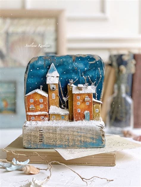 Композиция для интерьера Зима Лето домики дрифтвуд в интернет магазине на Ярмарке Мастеров