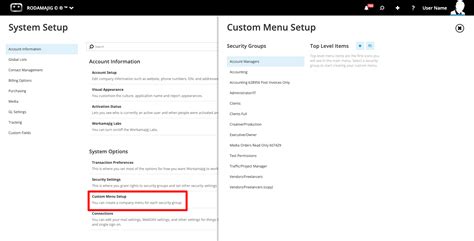 System Options Custom Menu Setup In Depth Guide Workamajig