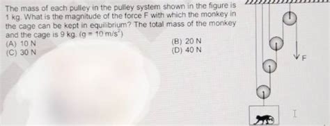 The Mass Of Each Pulley In The Pulley System Shown In The Figure Is 1 Ma