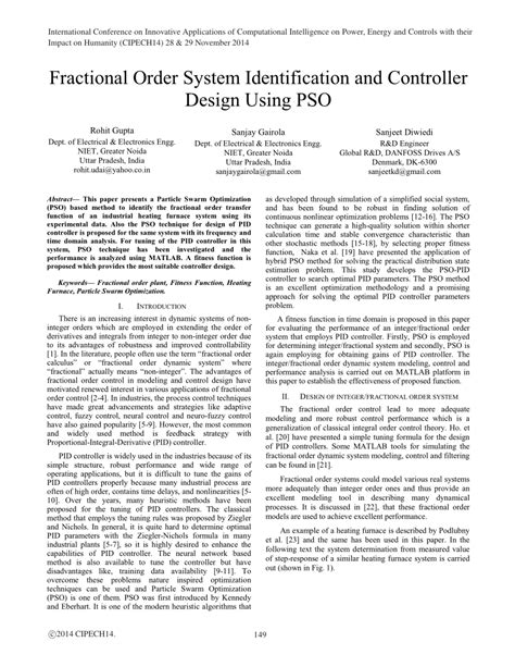 Pdf Fractional Order System Identification And Controller Design Using Pso