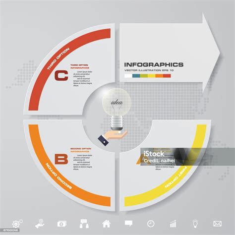 인포 그래픽 요소 3 단계 3 단계 화살표 차트 프레 젠 테이 션에 대 한 일정 템플릿 0명에 대한 스톡 벡터 아트 및 기타