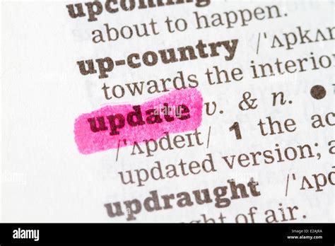 Update Dictionary Definition Single Word With Soft Focus Stock Photo Alamy
