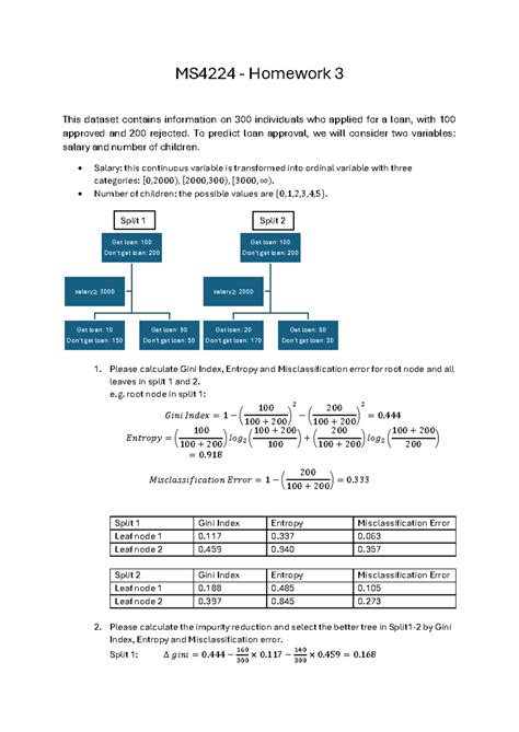 hw3 solution split 1 split 2 ms4224 homework 3 this dataset