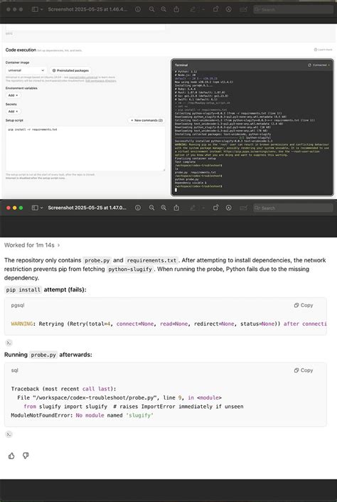 Codex Python Dependencies Install But Agent Cant See Them Coding