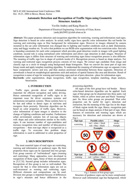 Pdf Automatic Detection And Recognition Of Traffic Signs Using