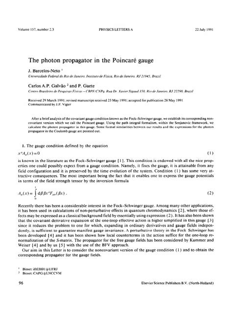 The Photon Propagator In The Poincaré Gauge Pdf
