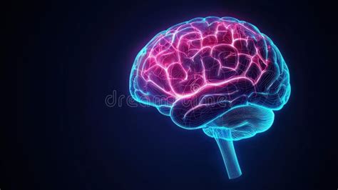 Glowing Digital Brain Is Sending Information Through Its Neural Network Symbolizing Artificial