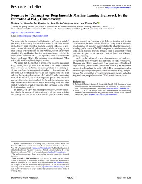 Pdf Response To “comment On ‘deep Ensemble Machine Learning Framework For The Estimation Of