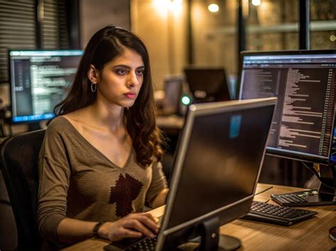 Women Coders Working Late Into The Night Women Developers In A Modern