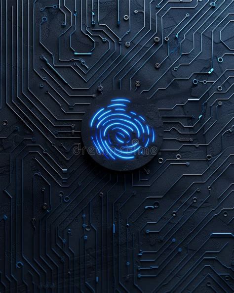 Electric Blue Glowing Fingerprint Minimalist Biometric Security Scan