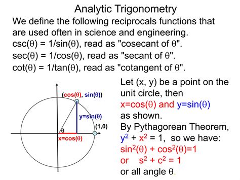 T3 Analytic Trigonometry And Trig Formulas PPTX