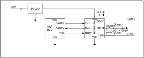 Mcp2561fd Typical Application Reference Design Can Transceiver