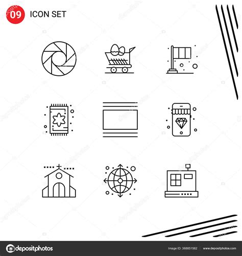 Thematic Vector Outlines Editable Symbols Flow Rug Festival Interior