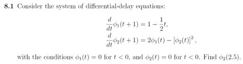 Solved 8 1 Consider The System Of Differential Delay