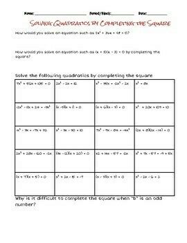 Unit Quadratics Emerging Solving Quadratics By Completing The Square
