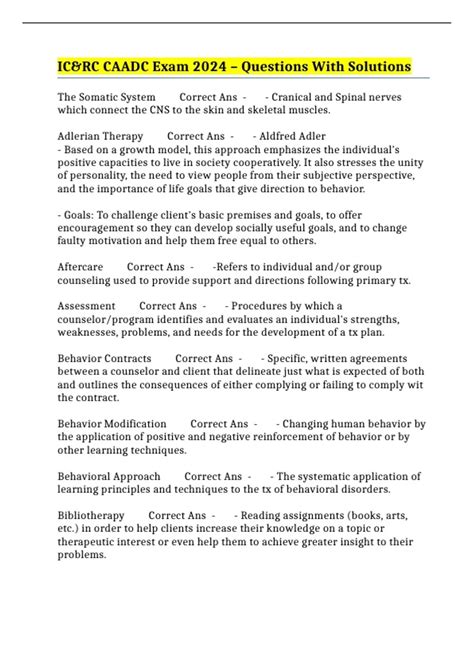 IC RC CAADC Exam 2024 Questions With Solutions CAADC Stuvia US