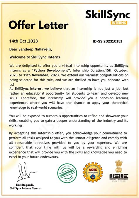 Sandeep Nallavelli On Linkedin Skillsyncintern Pythondevelopment Internship