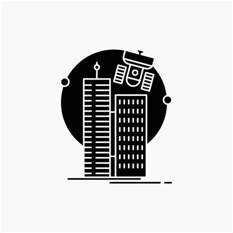 Building Smart City Technology Satellite Corporation Glyph Icon