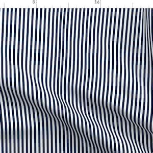 Vertical Navy White Stripe Fabric Perfectly Pinstripe In Navy