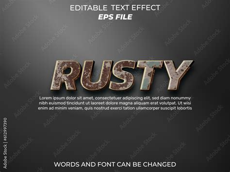 Rusty Text Effect Font Editable Typography 3d Text Vector Template