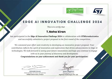 Neha Kiran Tatikonda On Linkedin Edgeai Innovation Ai Stmicroelectronics Techinnovation