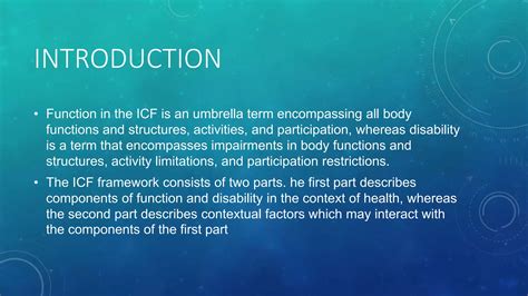 International Classification Of Function Disability And Health Icf
