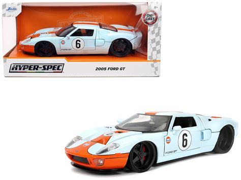 Jada 36373 Hyper Spec 2005 Ford Gt 6 Gulf Oil 124 Light Blue Orange