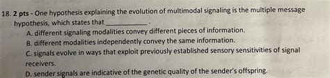 Solved 2 ﻿pts ﻿one Hypothesis Explaining The Evolution Of