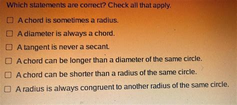 Answered Which Statements Are Correct Check All That Apply A Chord Is Kunduz