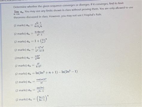 solved determine whether the given sequence converges or