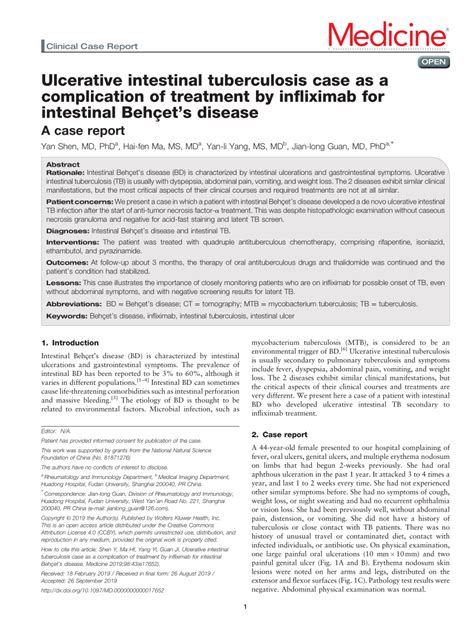 Pdf Ulcerative Intestinal Tuberculosis Case As A Complication Of