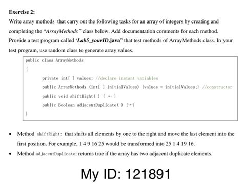 Solved Exercise Write Array Methods That Carry Out The Chegg