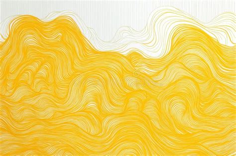 Bright Yellow Chaotic Lines Intersecting And Overlapping On A Clean White Background Creating